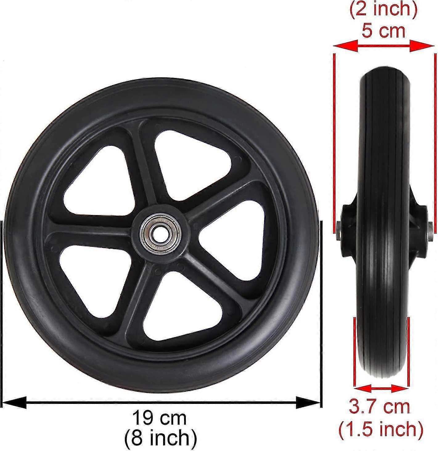 8 Inch Front Caster, 2pcs Wheelchair Replacement Wheels, Non-slip Solid ...