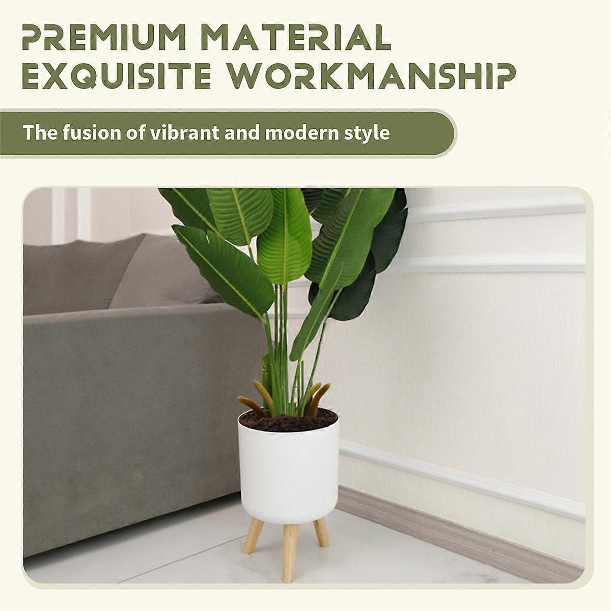 Modern Plant Pots with Wooden Legs Holder Bedroom Living Room Floor ...