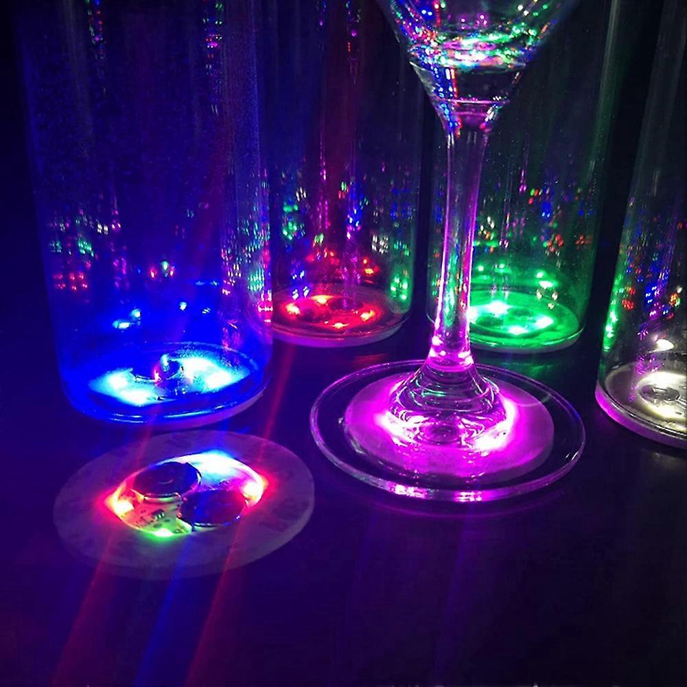 25 Pcs LED Coaster Round Flash Cup Mat Sticker Lights for Wine Liquor ...