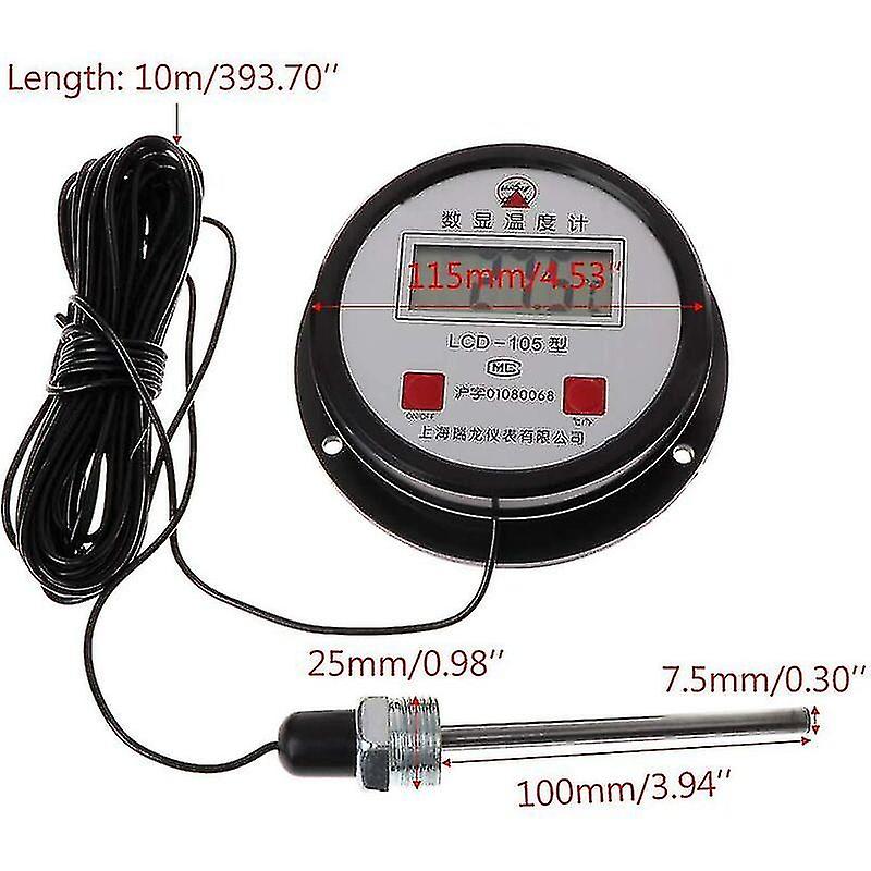 High Temperature Industrial Digital Thermometer with 10m Probe | Fruugo UK