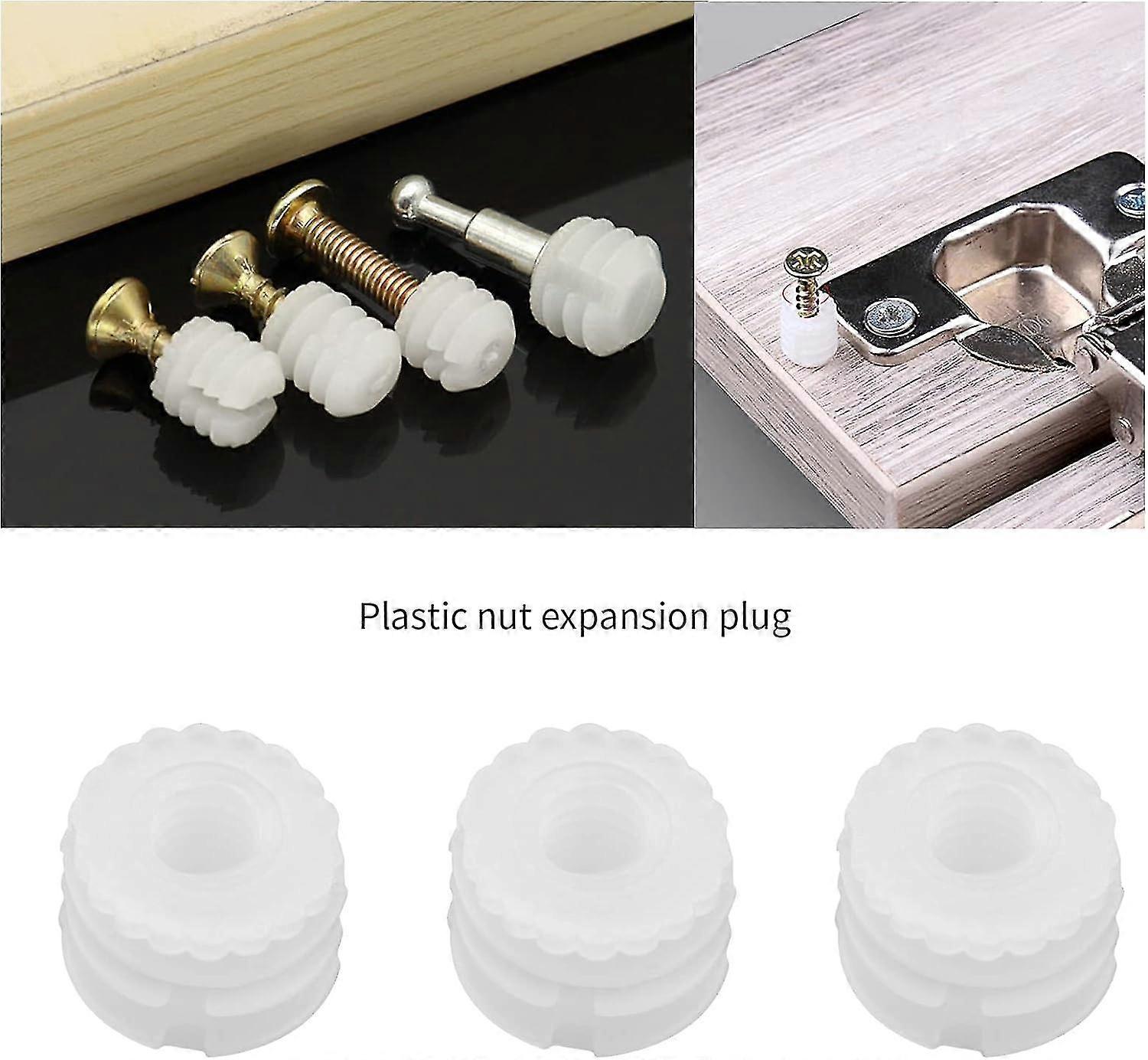 100pcs Hinge Expansion Dowels M4x8mm Plastic Expansion Dowels 4mm White ...