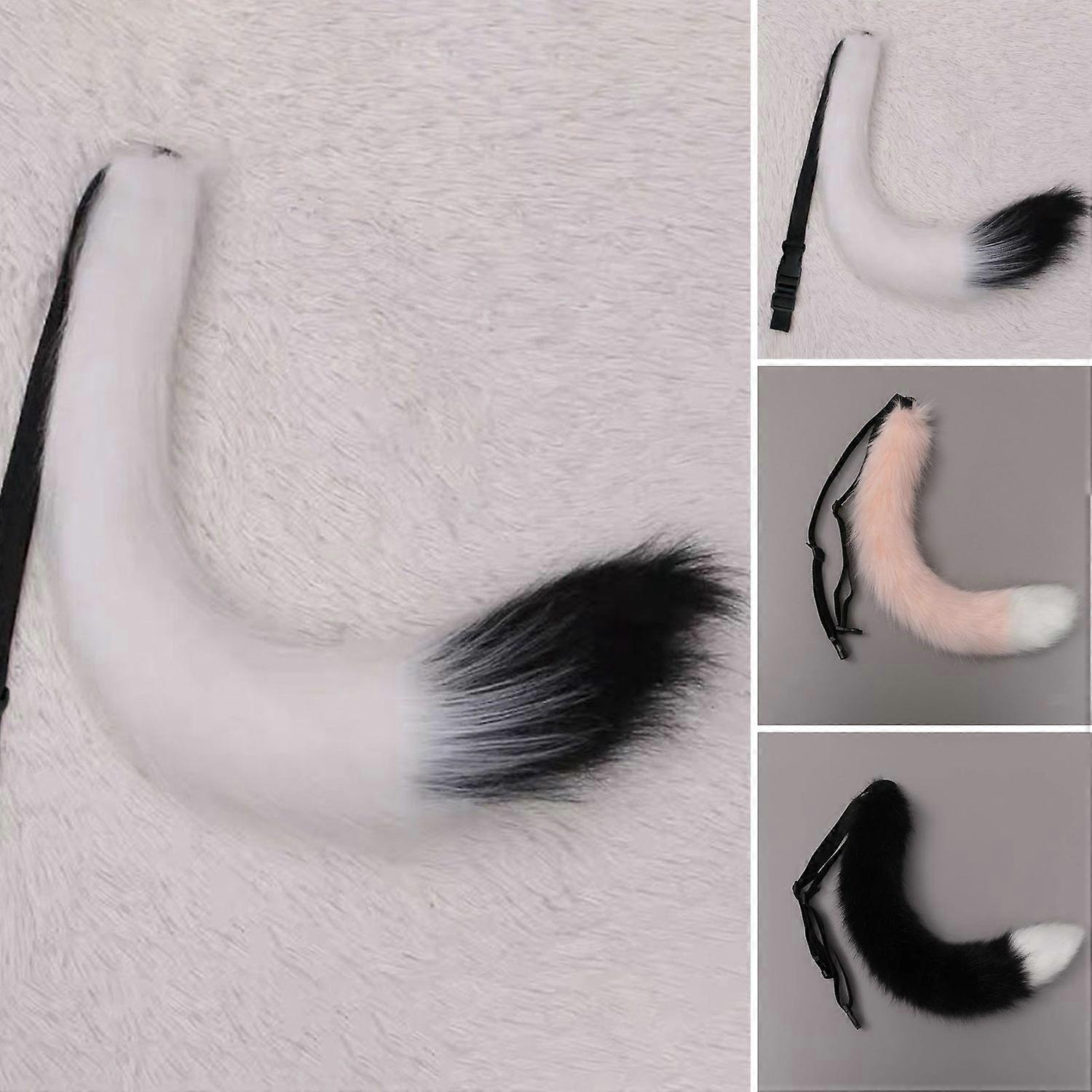 Japanese Style Faux Fox Tail Adjustable Belt Artificial Cat Tail Furry ...