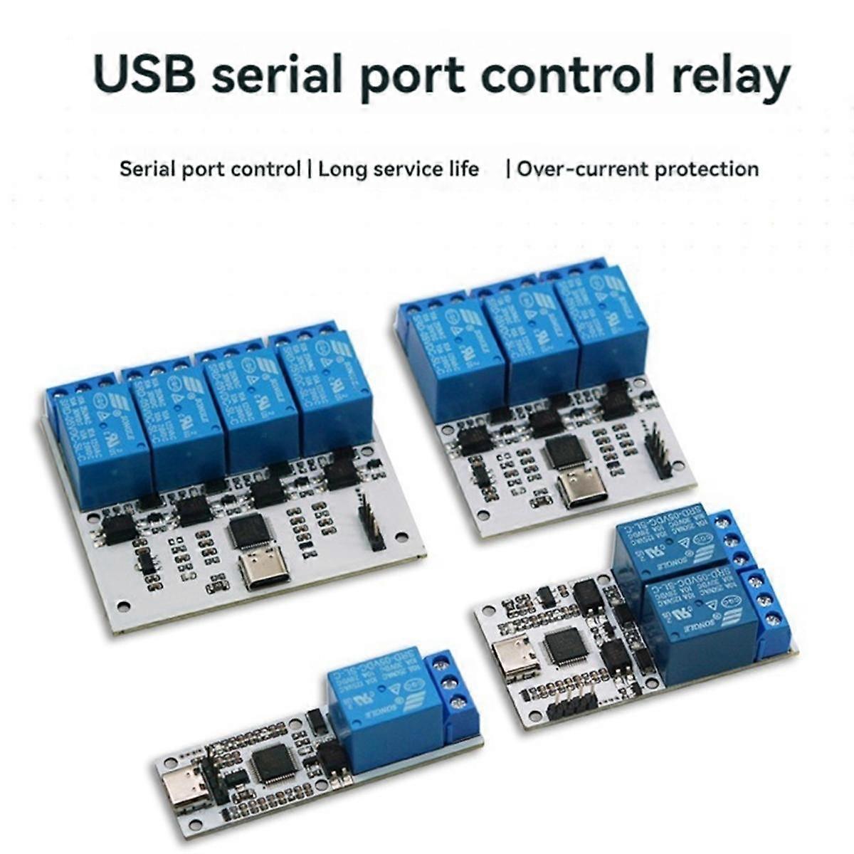Relay Module 4 Channel USB to CH340 Serial Control Relay Module ...