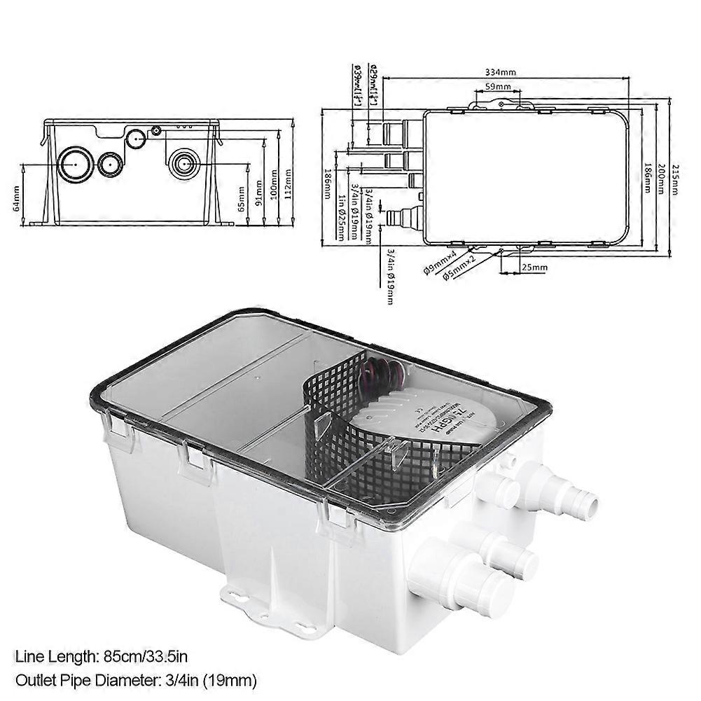 Shower Sump Pump System Boat RV Bilge 12V 750GPH Marine Multi Port ...