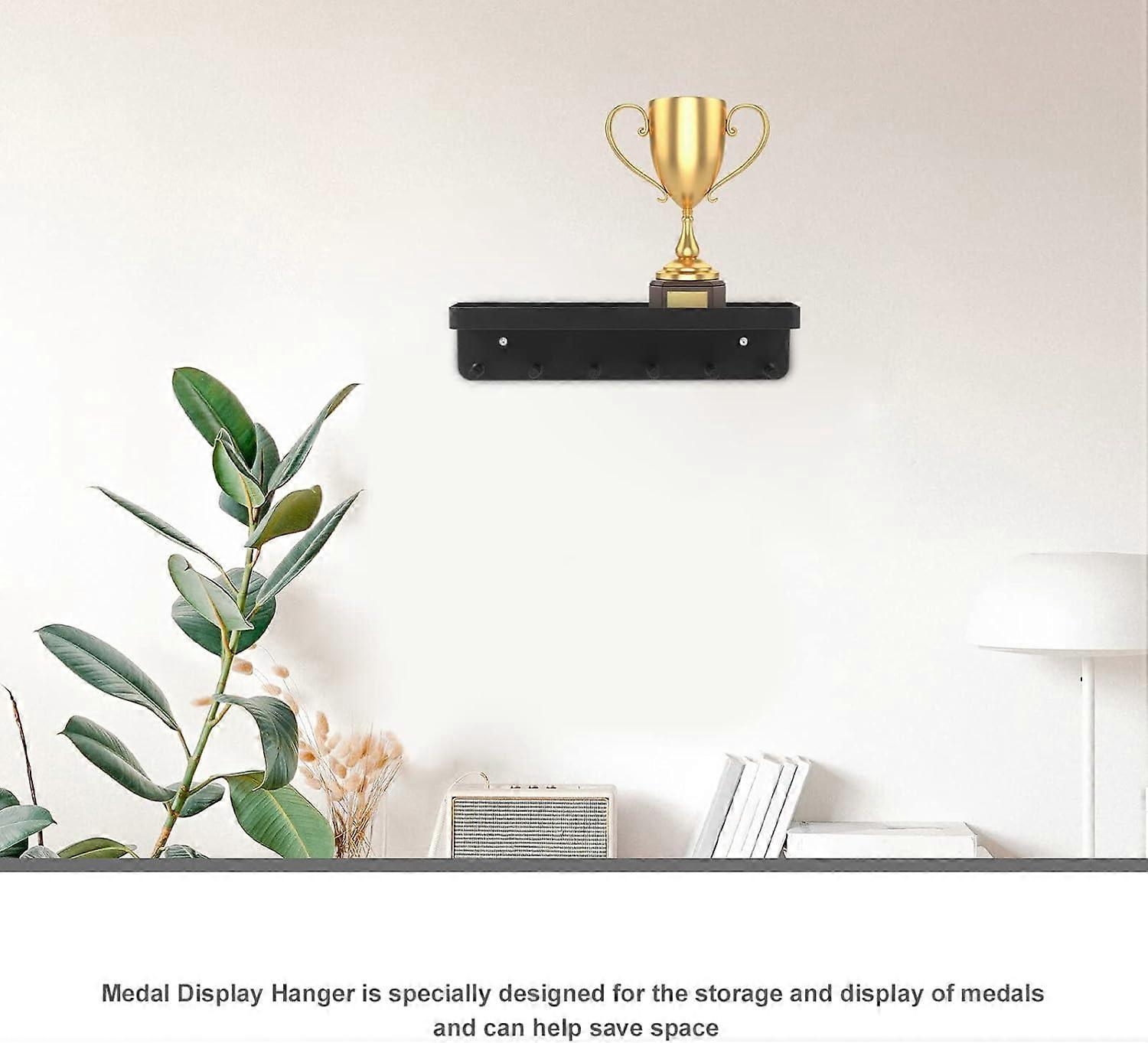 Medal Hanger Display and Trophy Shelf with Hooks, Stainless Steel Wall ...