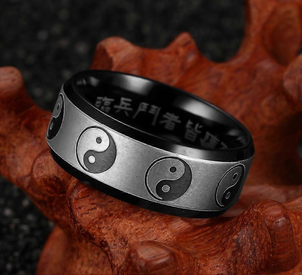 Fashion Jewelry 8 mm Men s Gossip Stainless Steel Ring Yin Yang Symbol ...