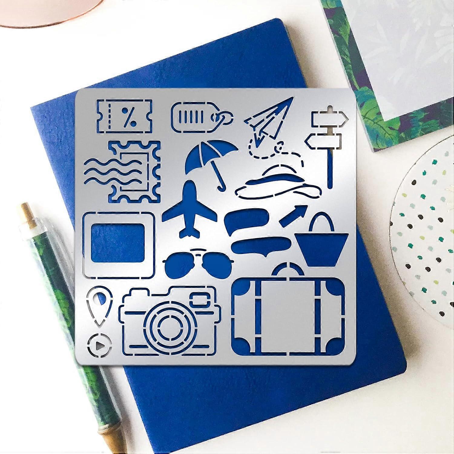 Plane Travel Pattern Metal Stencil 6x6" Life Theme Stainless Steel ...