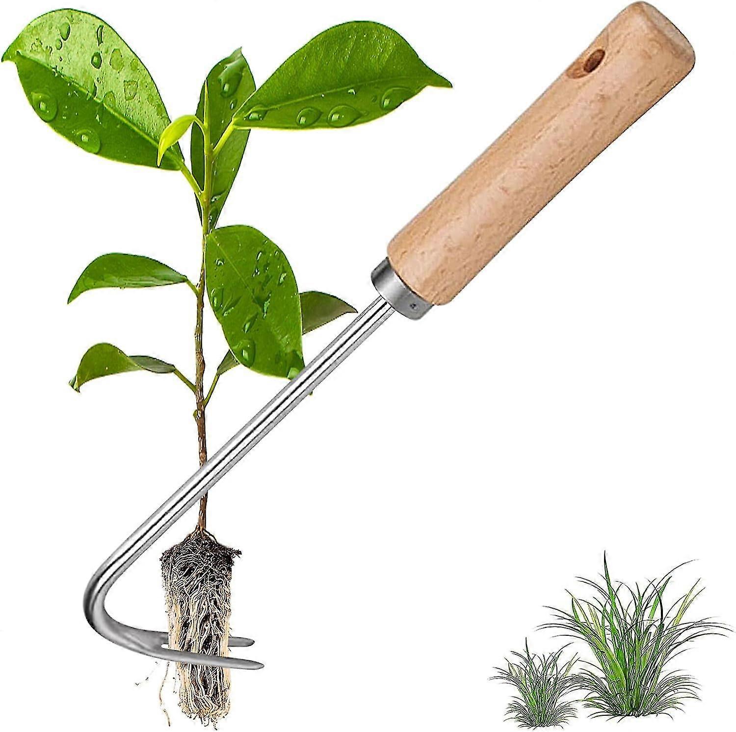 1PC Stainless Steel Weeding Tool, Manual Weeding Machine with Wooden ...