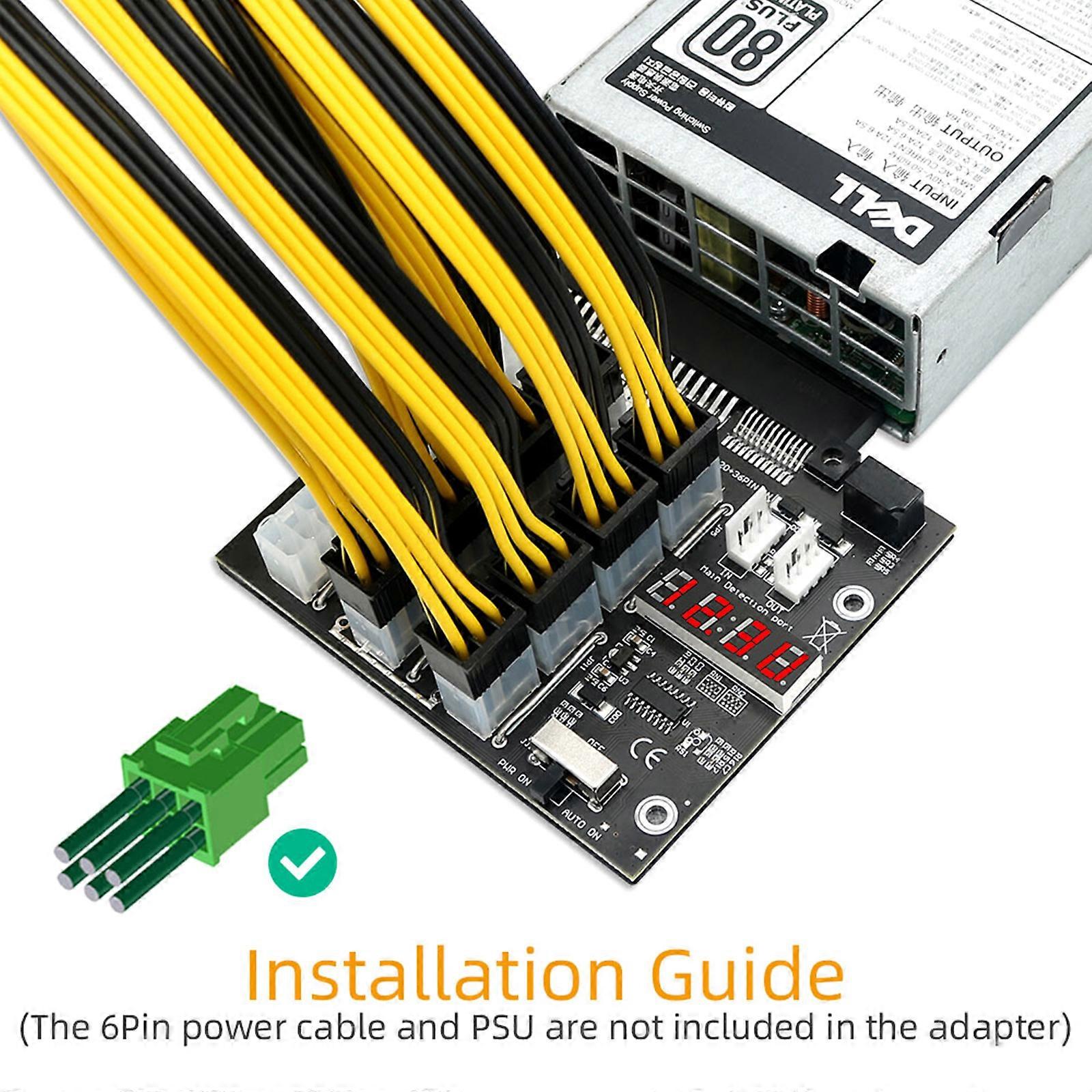 PCI-E 12V 18+12Pin to ATX 12x 6Pin Power Supply Server Adapter Breakout ...