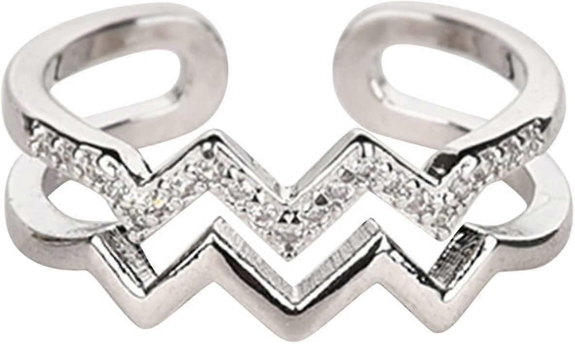 Double Wave Ring,adjustable Wavy Ring Minimalist Ring Gift For Herwhite Gold | Fruugo UK