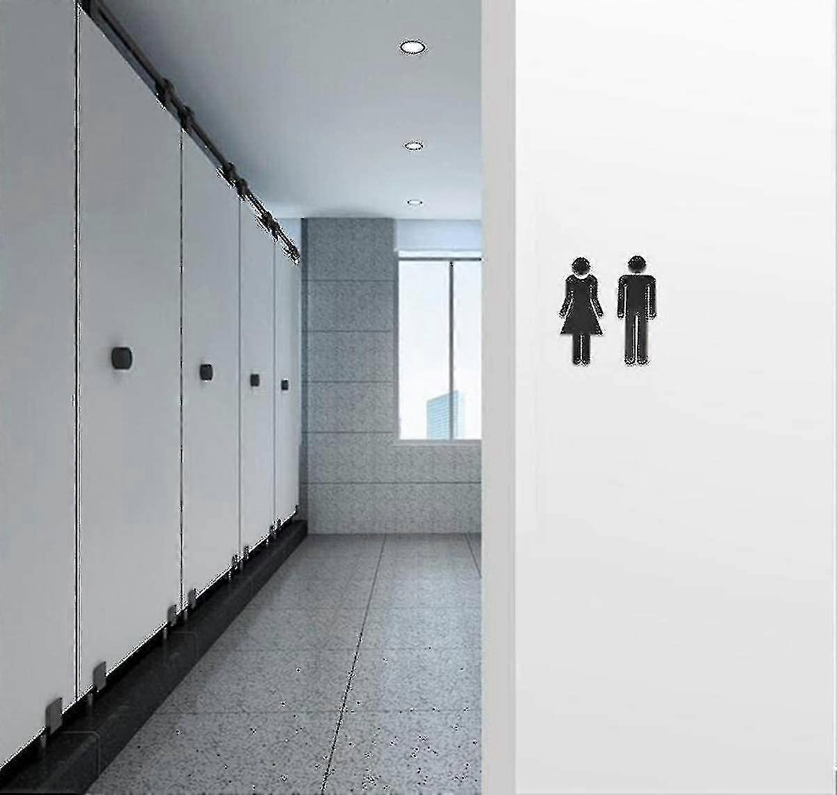 2 Pair 12x4cm Wc Door Plate Restroom Signs Male Female Toilet Stickers ...