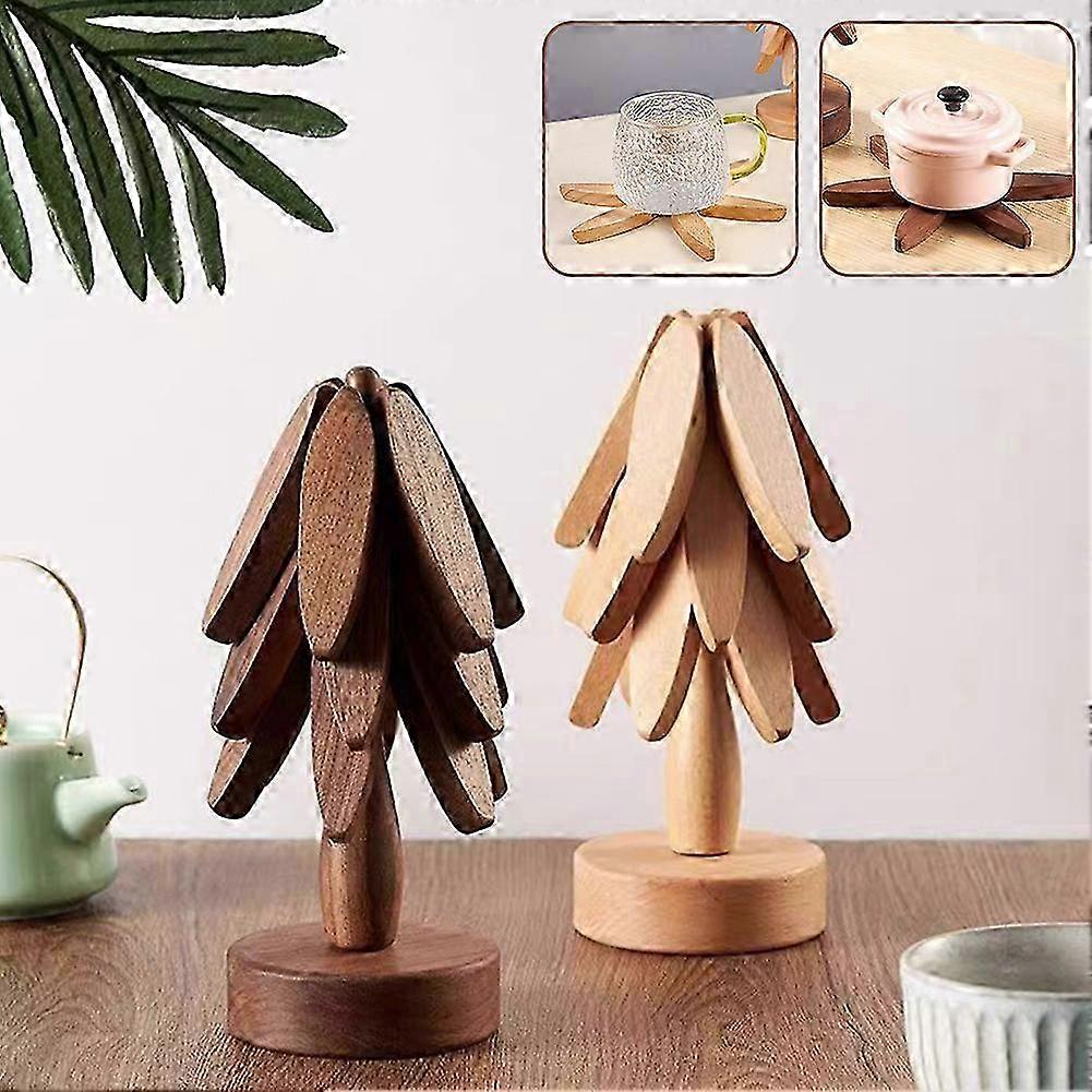 Wooden Tree Trivet Set Wood Collapsible Hot Pad Trivet Tree For Wood ...