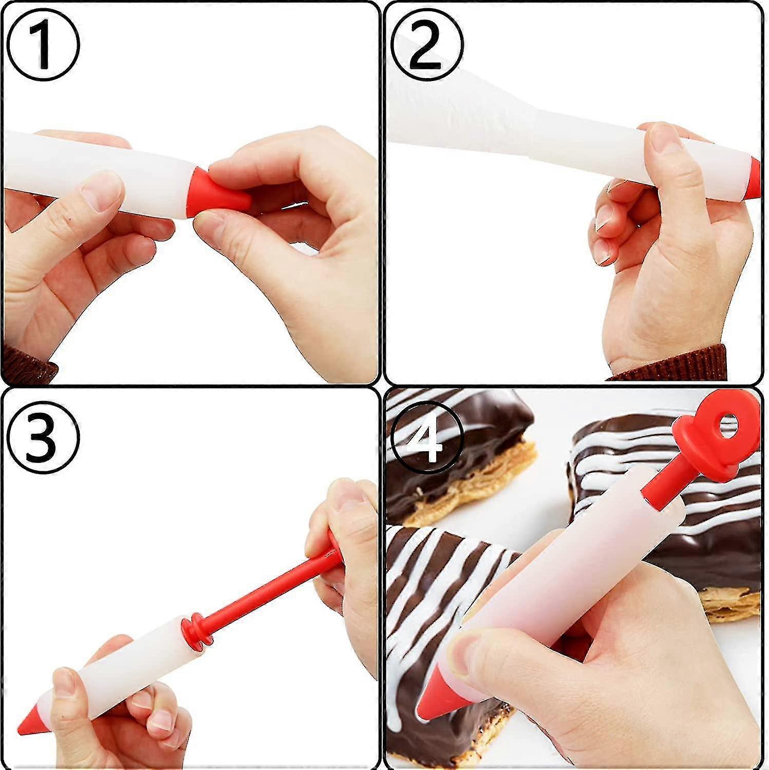 Cake Decorations Pens Kit, Silicone Icing Pens Cake Writing Tools With 4 Patterns Of Icing ...