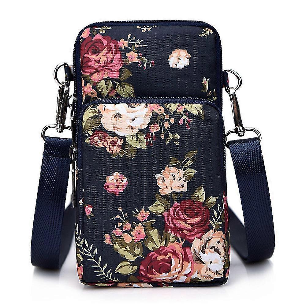 Small Cell Phone Purse For Women,3-layers Zipper Nylon Shoulder Bag ...