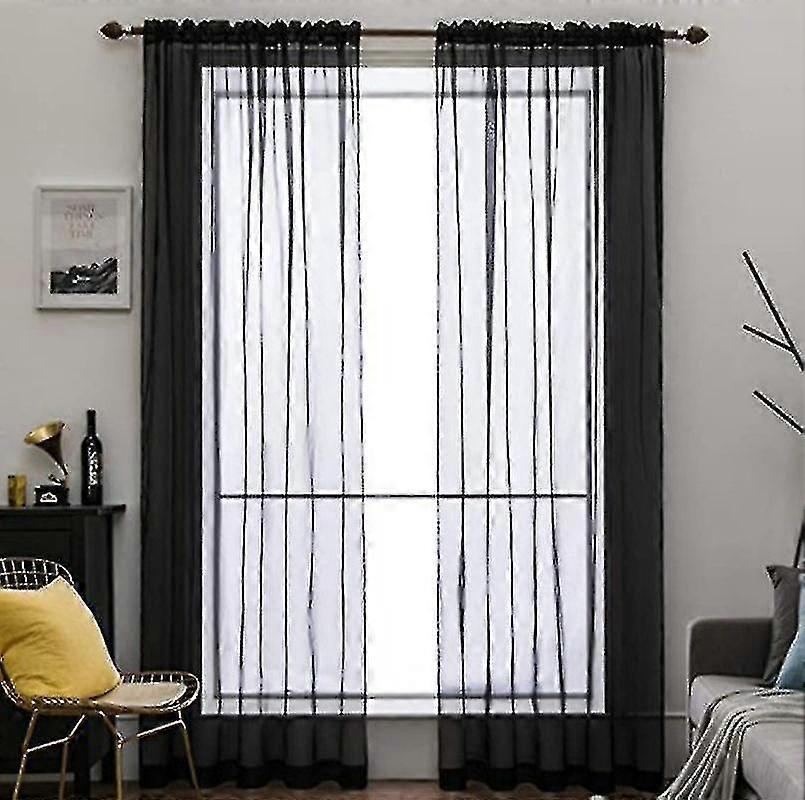 Voile Curtains With Ruffles In Linen Optics Transparent | Fruugo UK