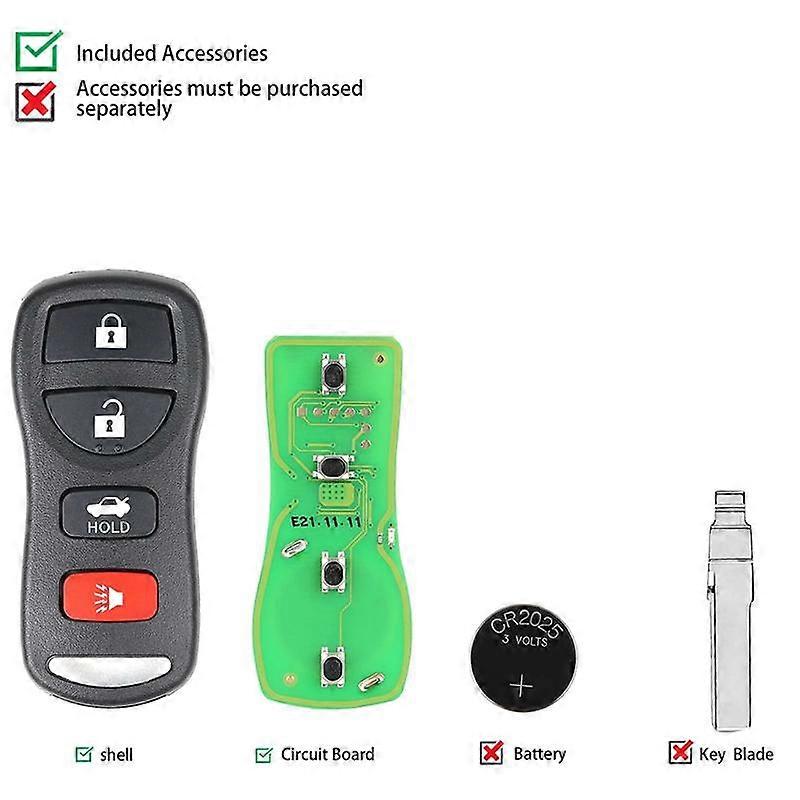 For XKNI00EN Universal Wire Remote Key Fob Flip Separate 4 Button for ...