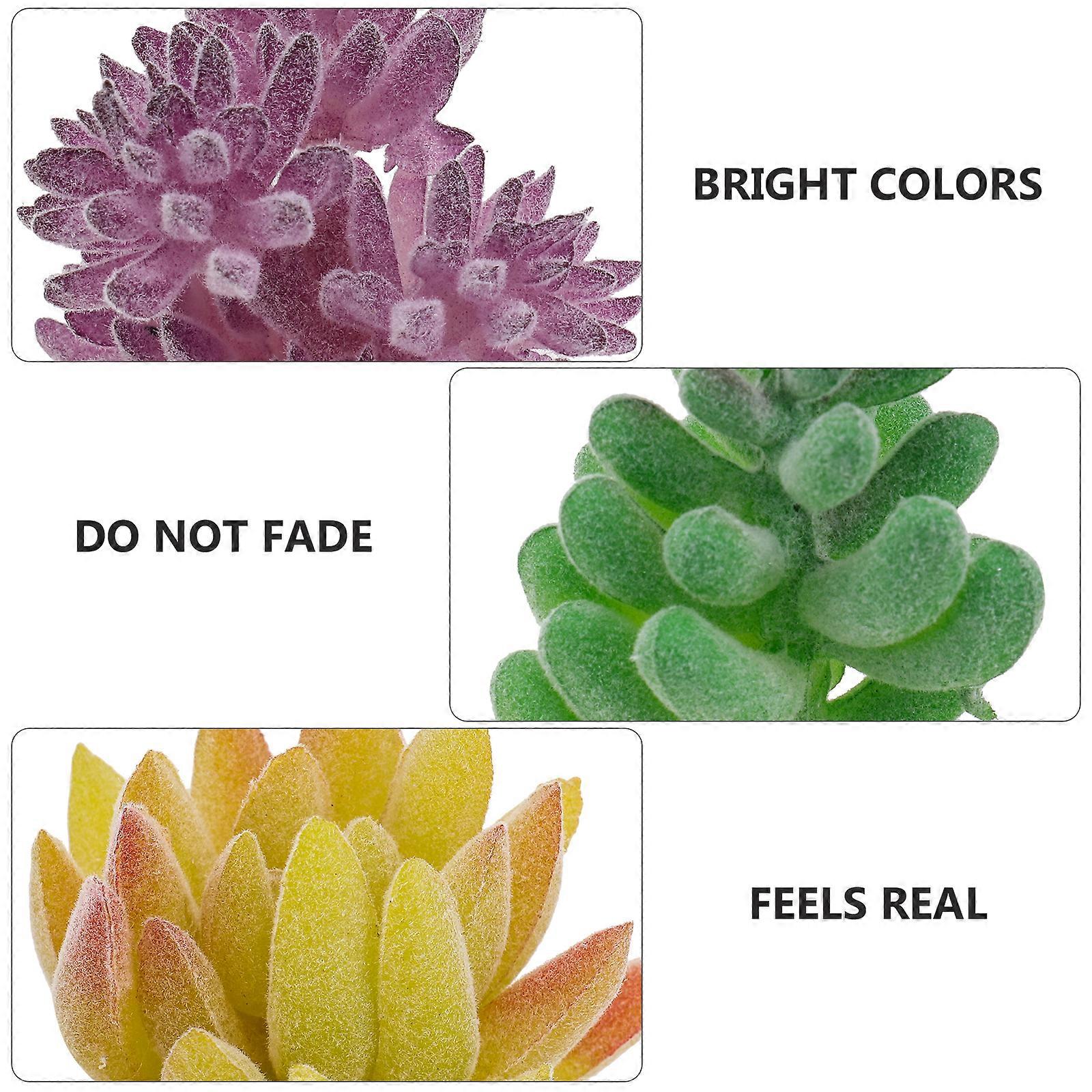 18 Pcs Miniature Plants Fake Succulents Bulk Succulent Flocking Plants ...