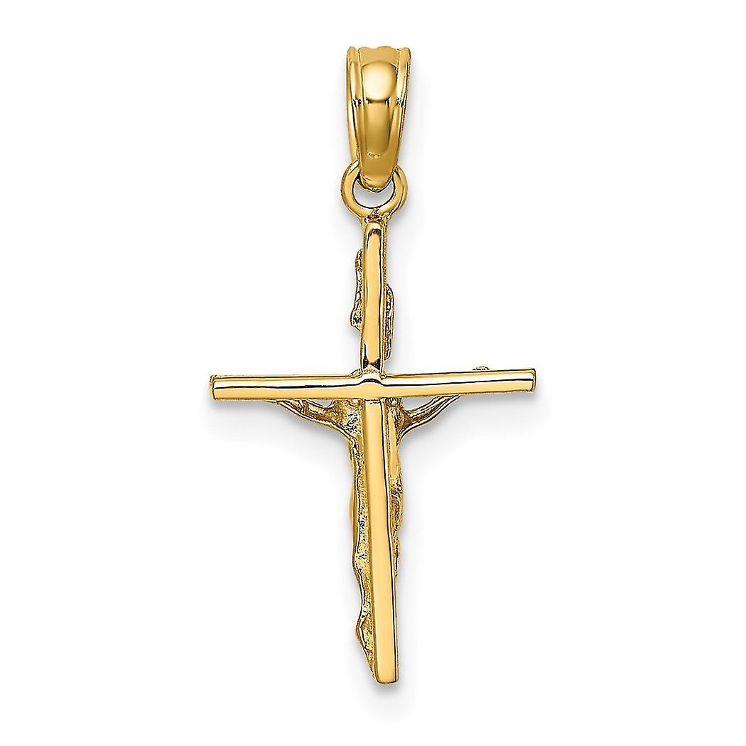 14k Gold Crucifix Stick Religious Faith Cross High Polish Measures 21 ...