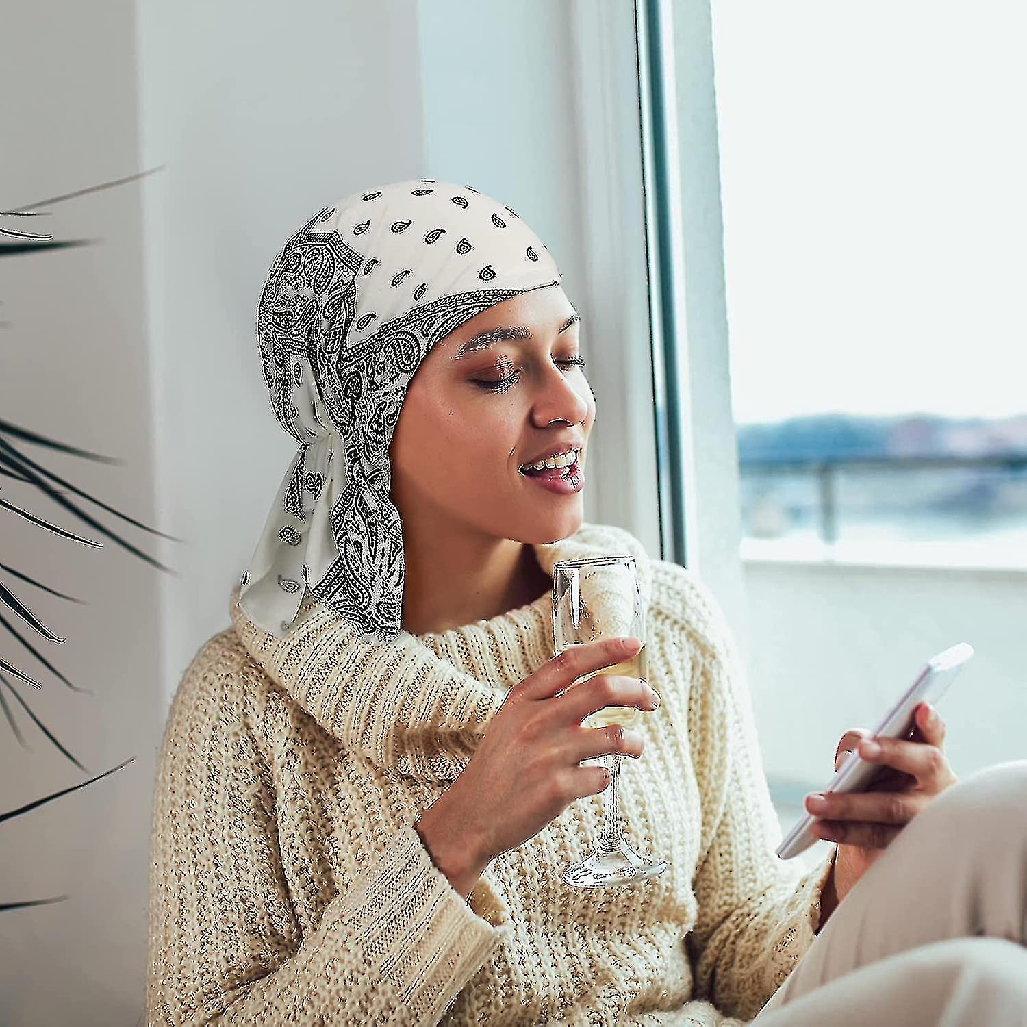 6 Pcs Women Cotton Chemo Hat Turban Beanie, Pretied Headwraps Headwear Scarves Beanies Covers ...