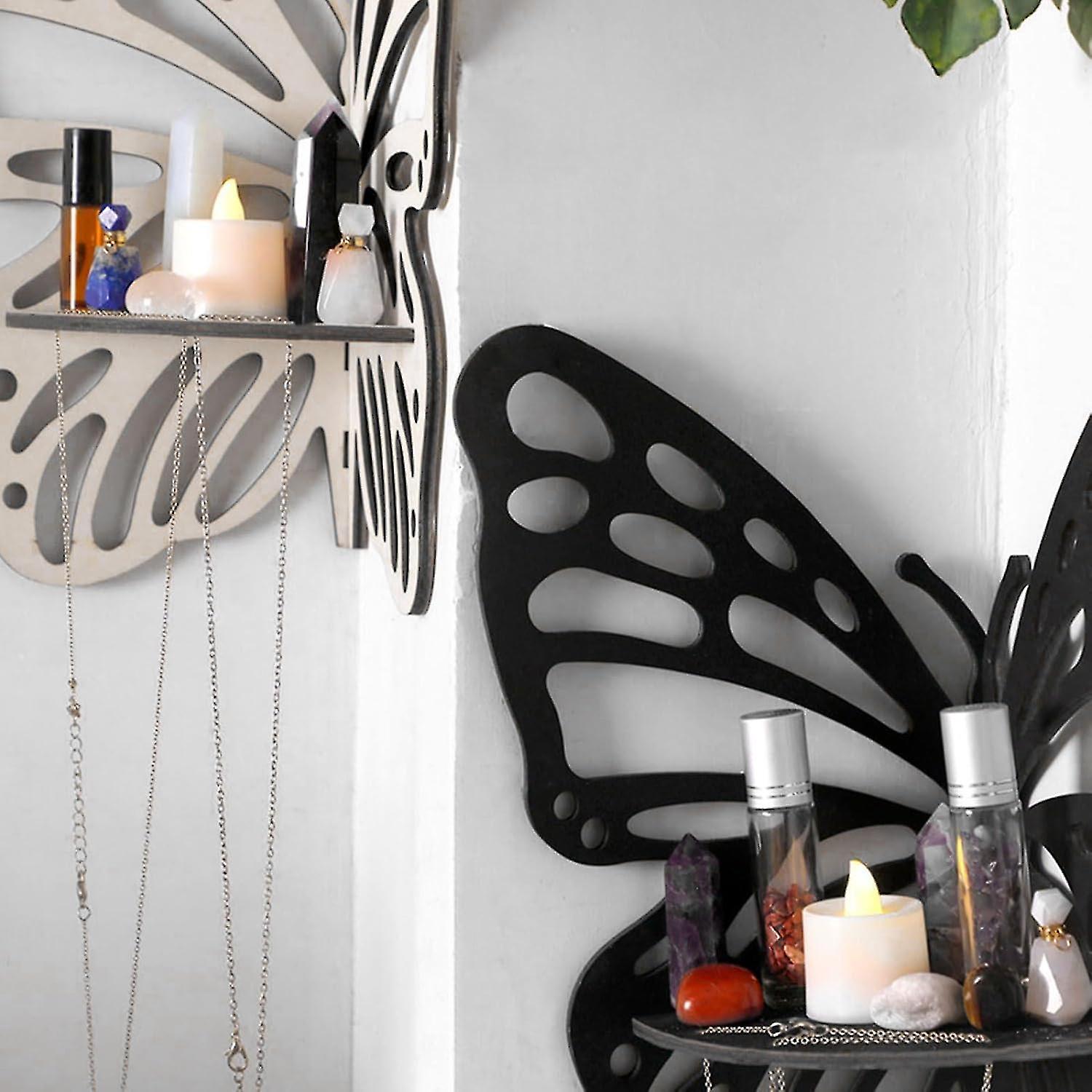 Butterfly Crystal Shelf, Wooden Butterfly Corner Shelf, Wall Corner ...