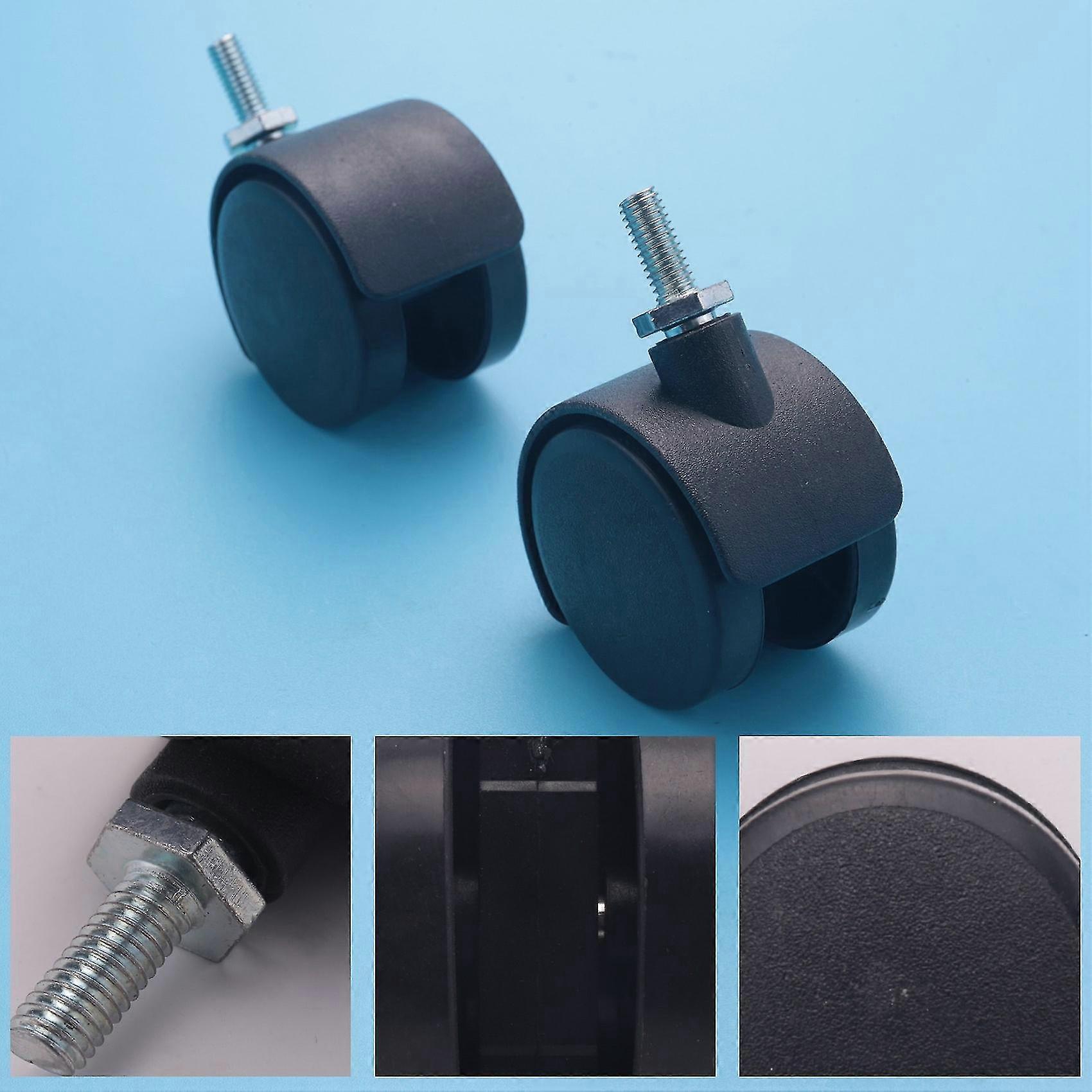 6mm Threaded 40mm Dual Wheel Rotatable Caster Black | Fruugo UK
