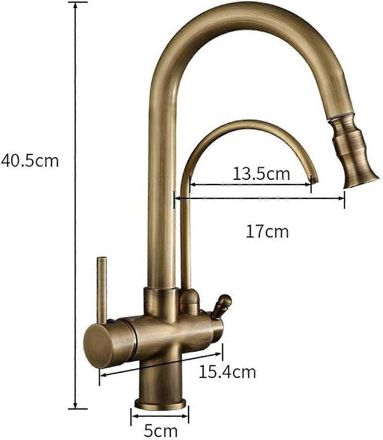 3-way kitchen faucets with pull-out spray Antique brass 3-in-1 sink ...