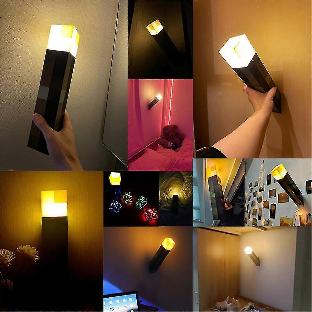 Minecraft Game Torch Lamp Led Night Light Rechargeable Home Decoration ...