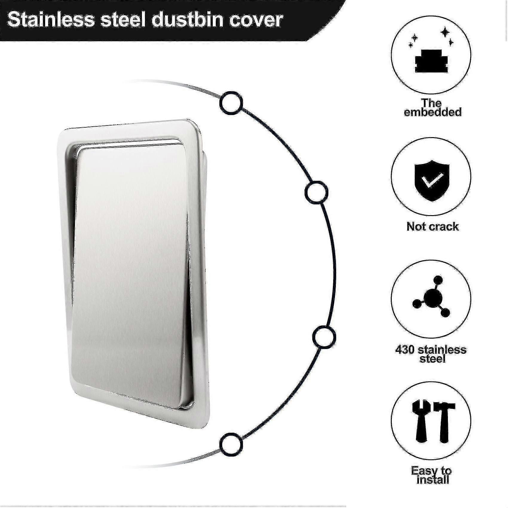 Stainless Steel Garbage Flap Lid Trash Bin Cover Flush Built-in Balance ...