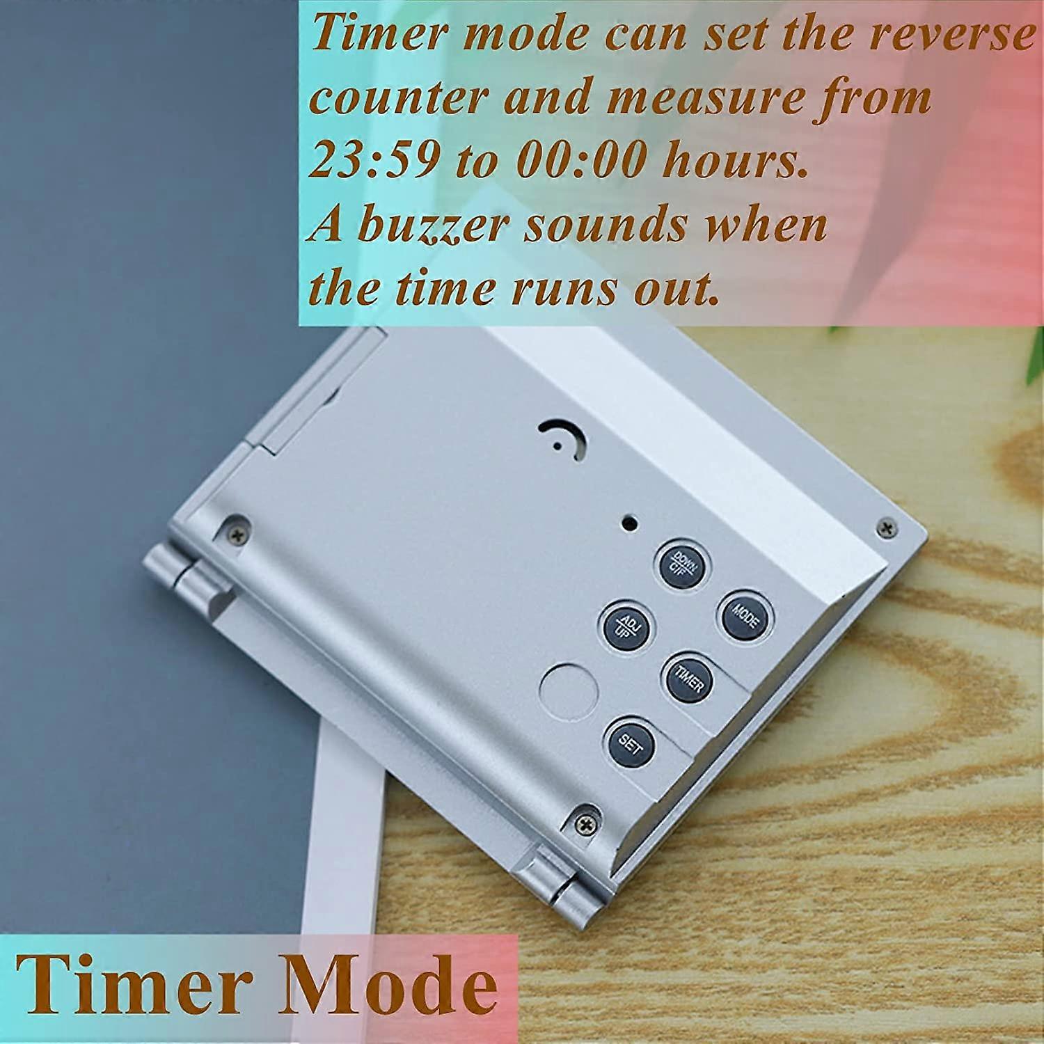 Digital LED Alarm Clock, Folding Travel Timer Calendar with Leather ...