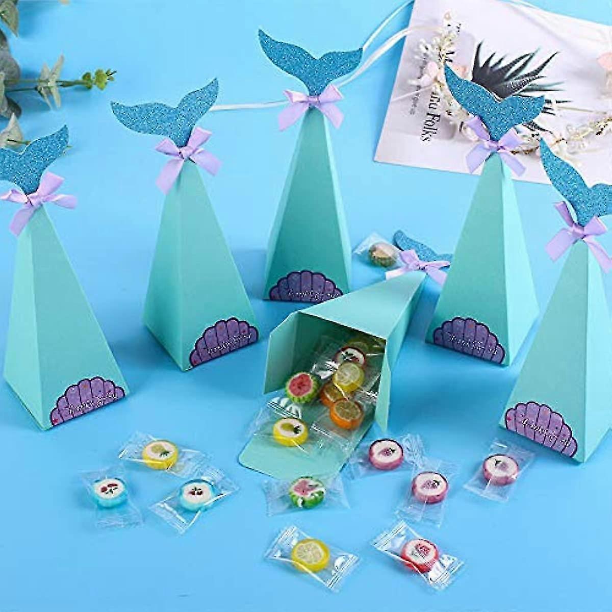 20pcs Mermaid Party Boxes Mermaid Tail Triangle Paper Candy Boxes For ...
