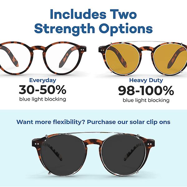 Lennon Blue Light Glasses - Everyday Lens with Solar Clip-on | Fruugo UK