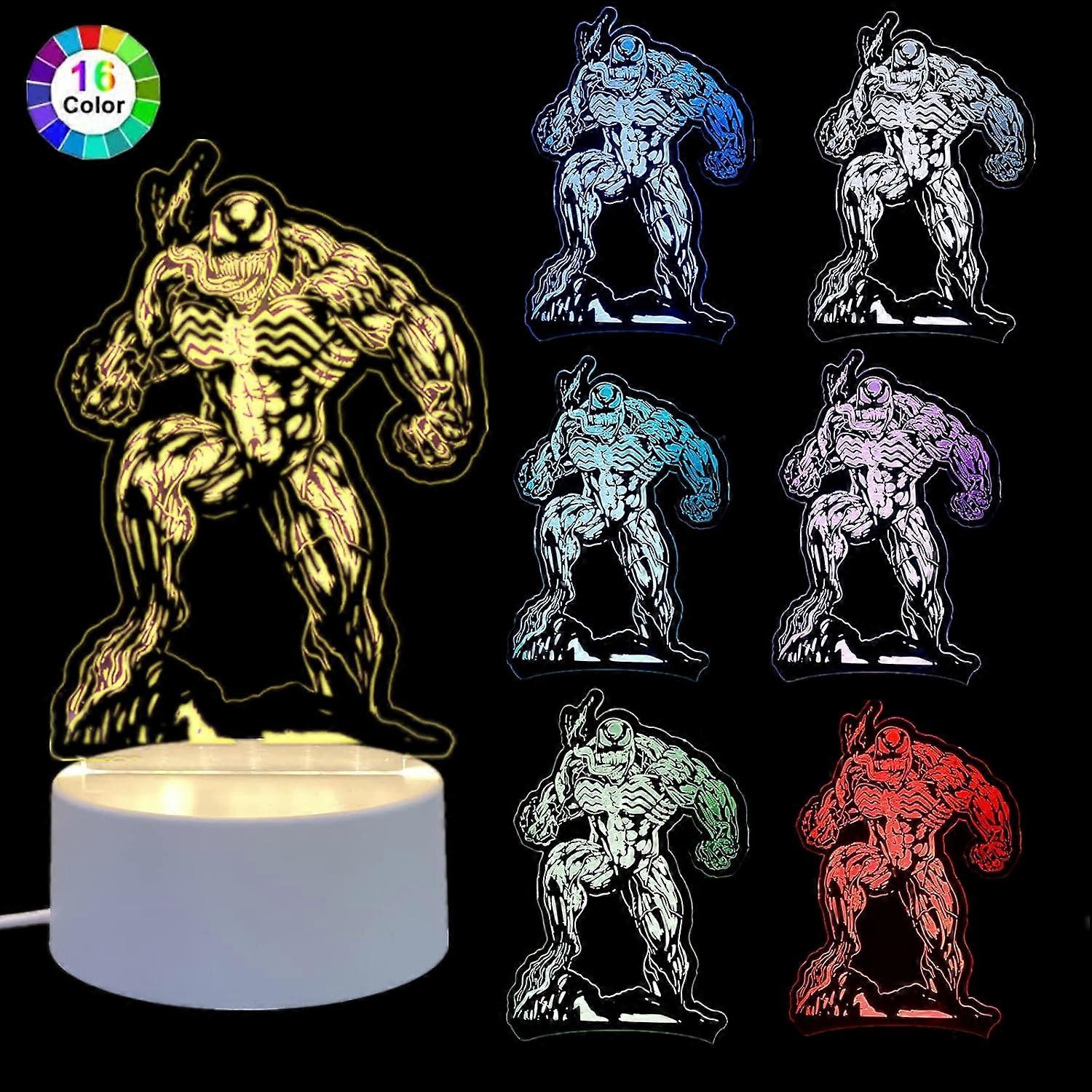 Venom 3D Night Light for Kids LED Illusion Lamp with Touch Control & 16 ...