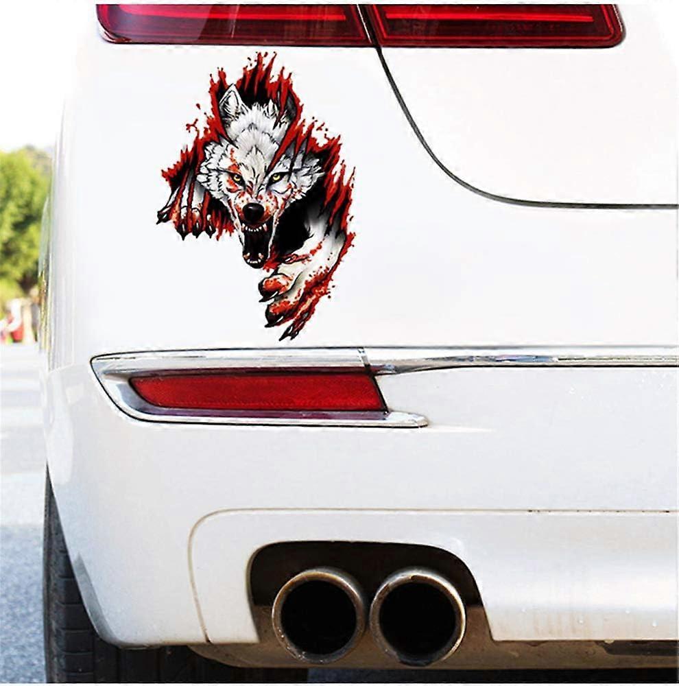 Angry Wolf Car Sticker, Wolf Car Sticker 3D Car Wolf Head Sticker 3D ...