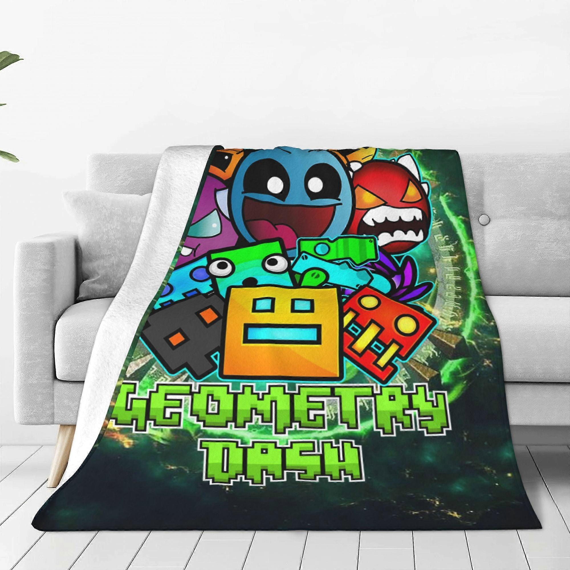 Geometry Dash Cute Soft Lightweight Bed Blankets Plush Fuzzy Cozy ...