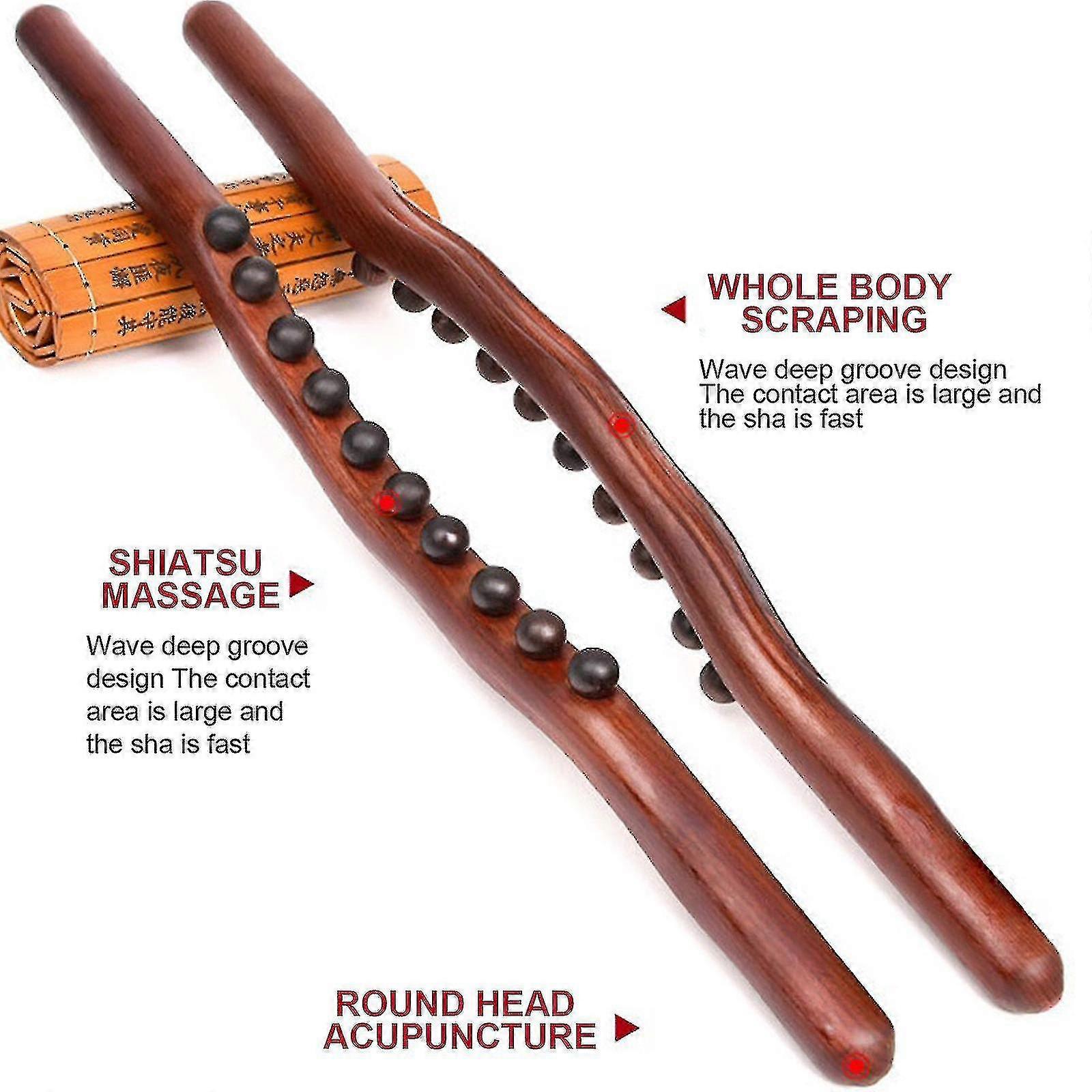 Wooden Massage Stick Body Scraping Massager Spa Therapy Massage Tool ...