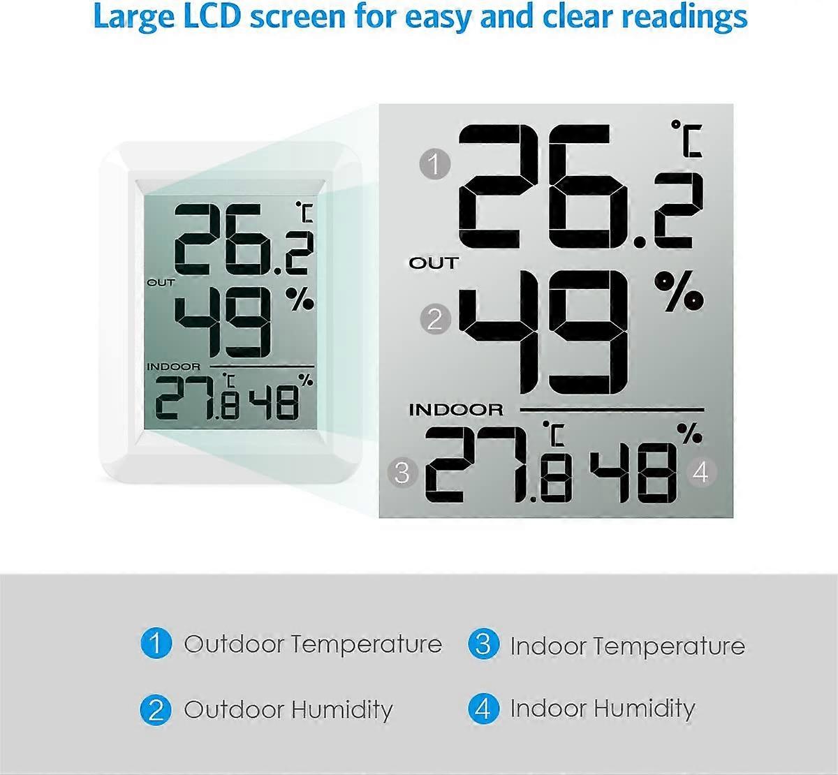 Indoor and Outdoor Thermometer,with LCD Display,/ Switch(White | Fruugo UK