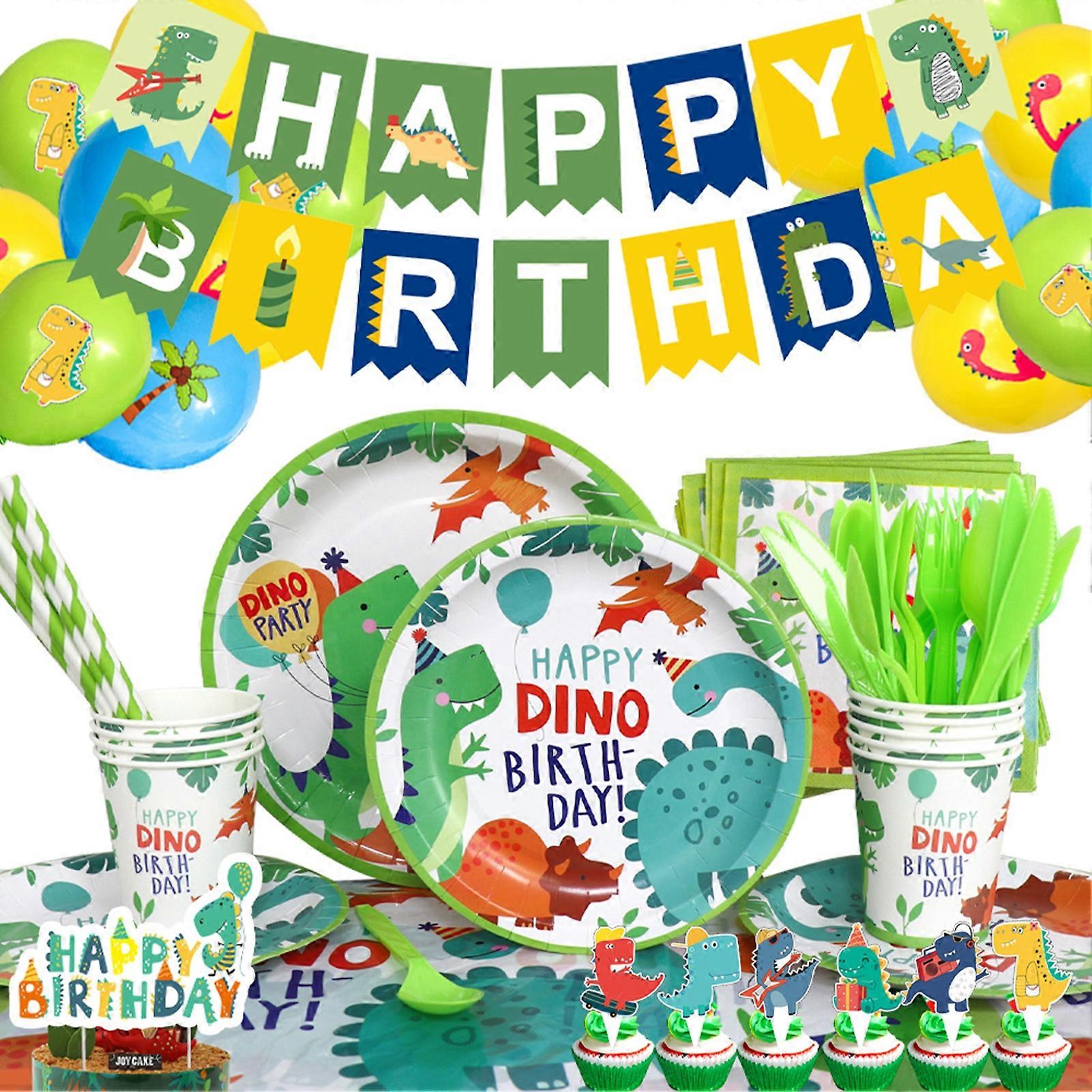 1 Set Disposable Tableware Cartoon Dinosaur Pattern Convenient Paper ...