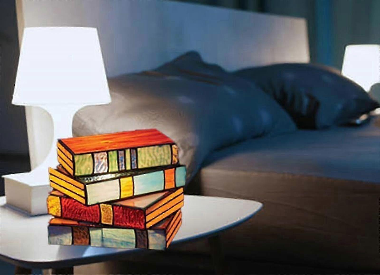 Stained Glass Stacked Books Lamp, Stained Glass Table Lamp, Vergissim ...