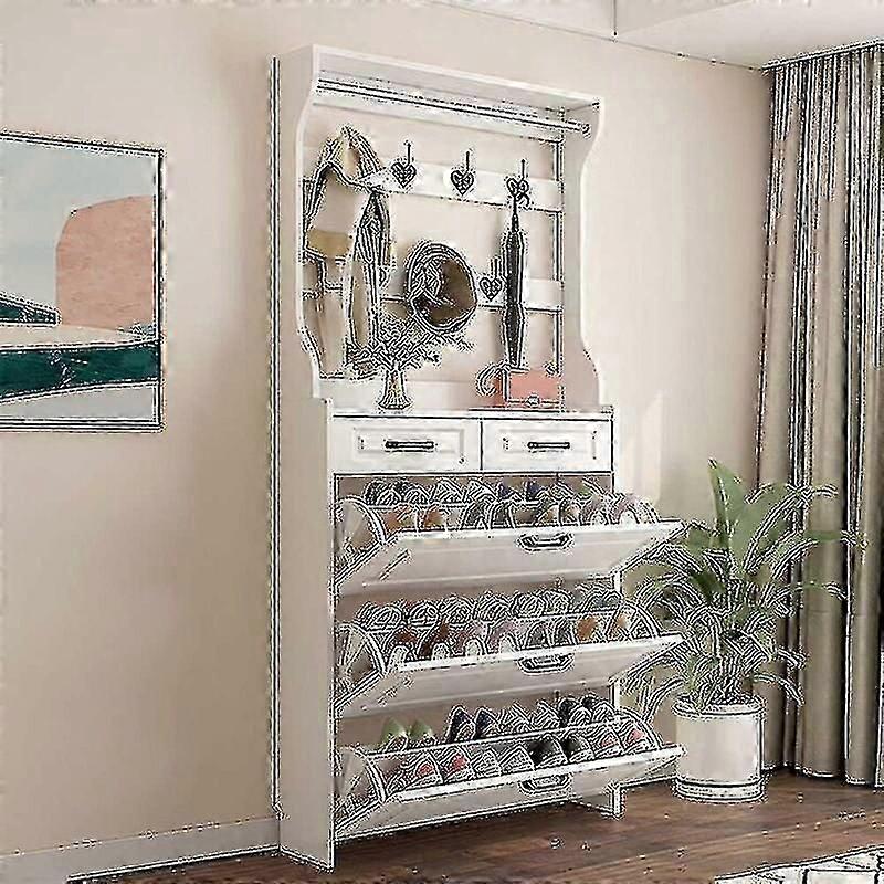 Pair Shoe Cabinet Shelves Home Hollow Double Shelf Shoe Rack Cabinet ...