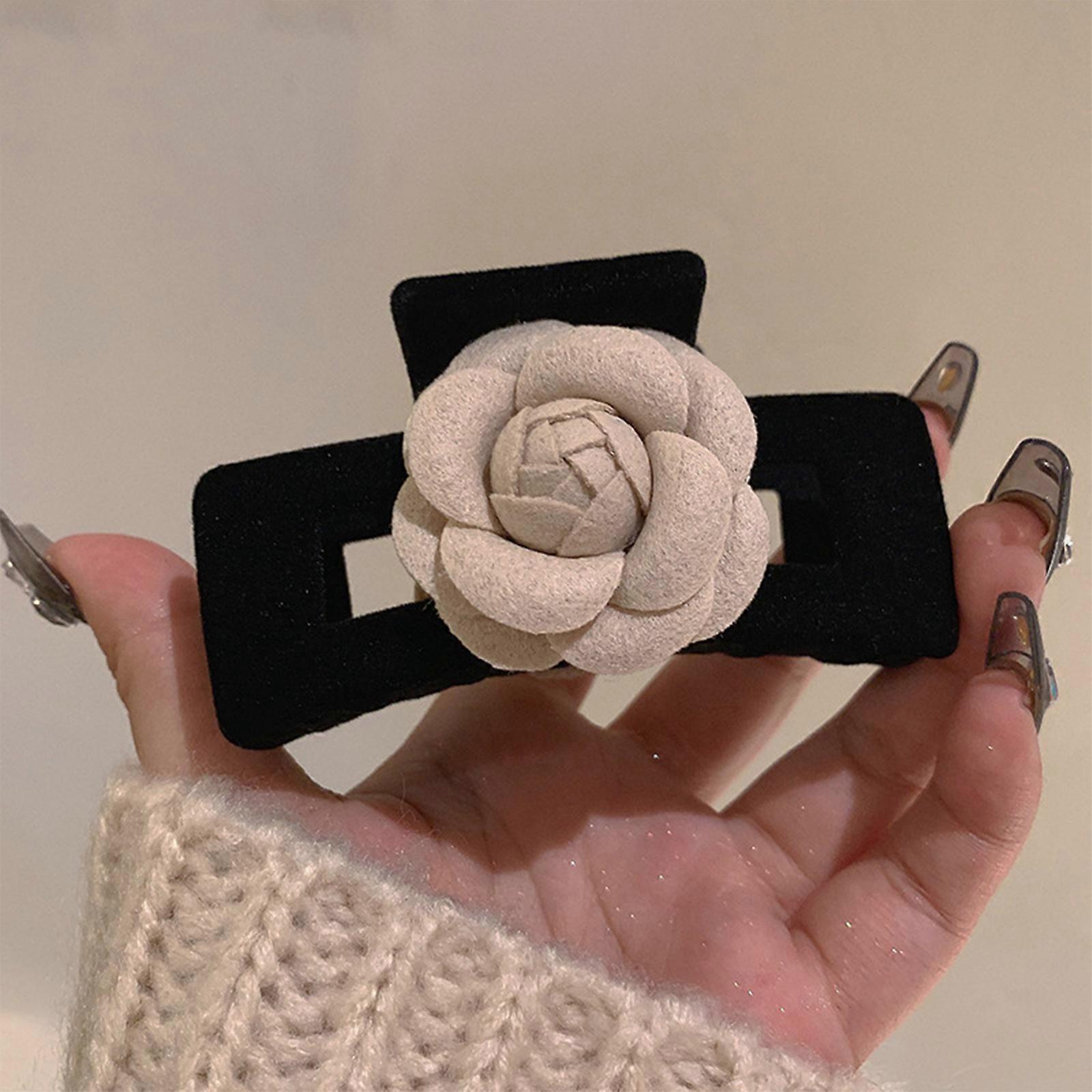 Sweet Style Hair Clip Delicate Camellia Shape Flocking Hair Clip for ...