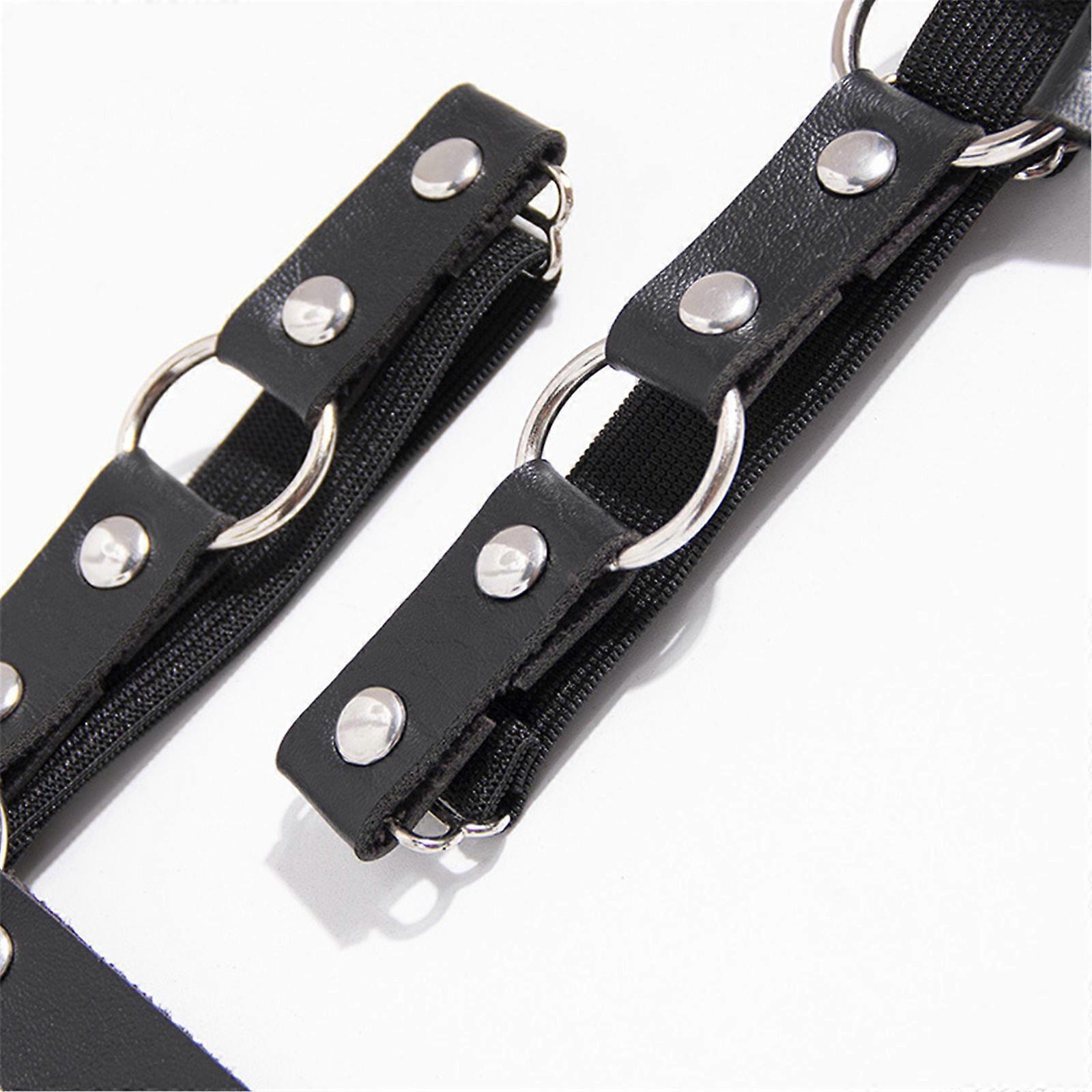 Women Adjustable Faux Leather Thigh Garter Studded Leg Garter with ...