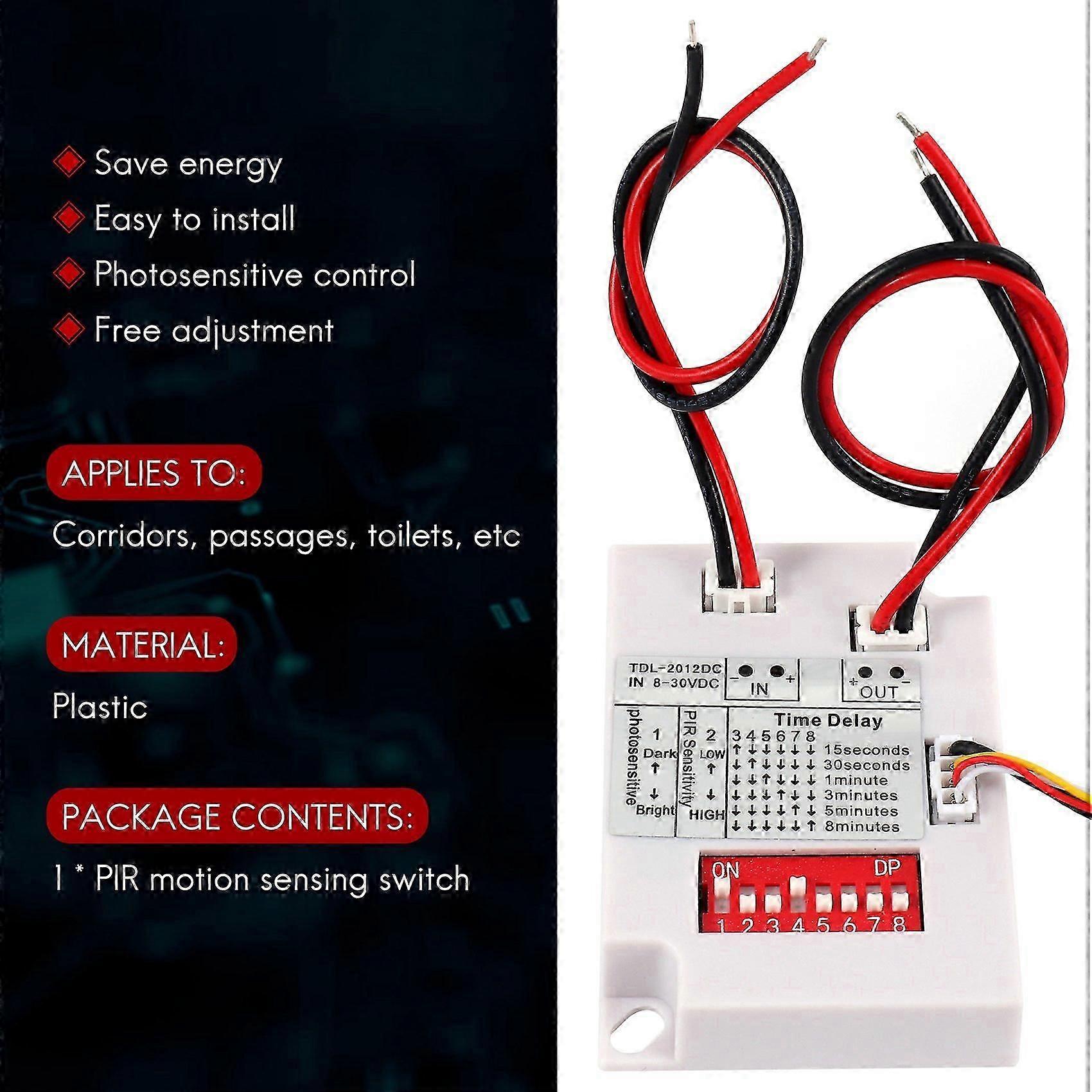 12V 24V PIR Motion Sensor Switch IR Infrared Human Induction Time Delay ...