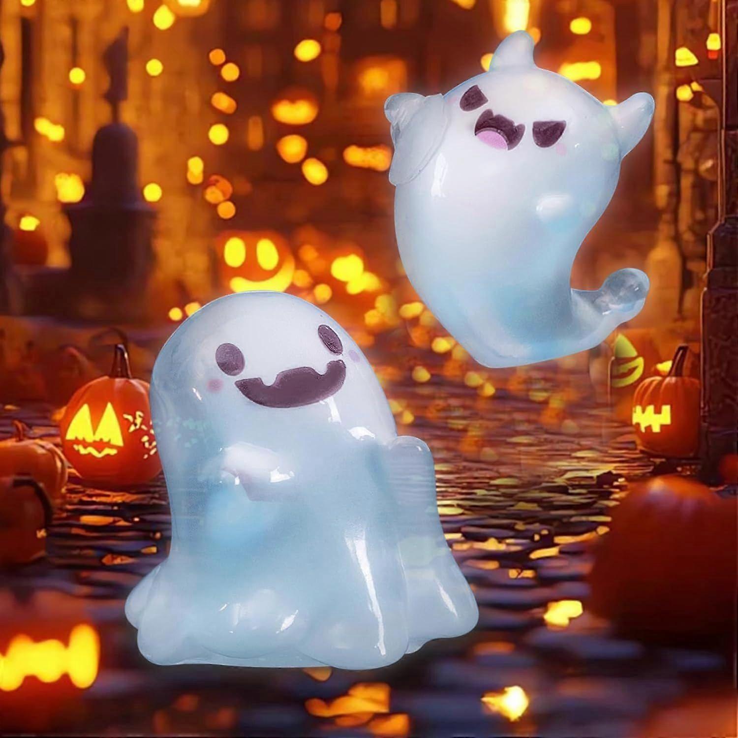 6Pcs Halloween Mini Ghost Figures with Box, Luminous Ghost Miniature ...