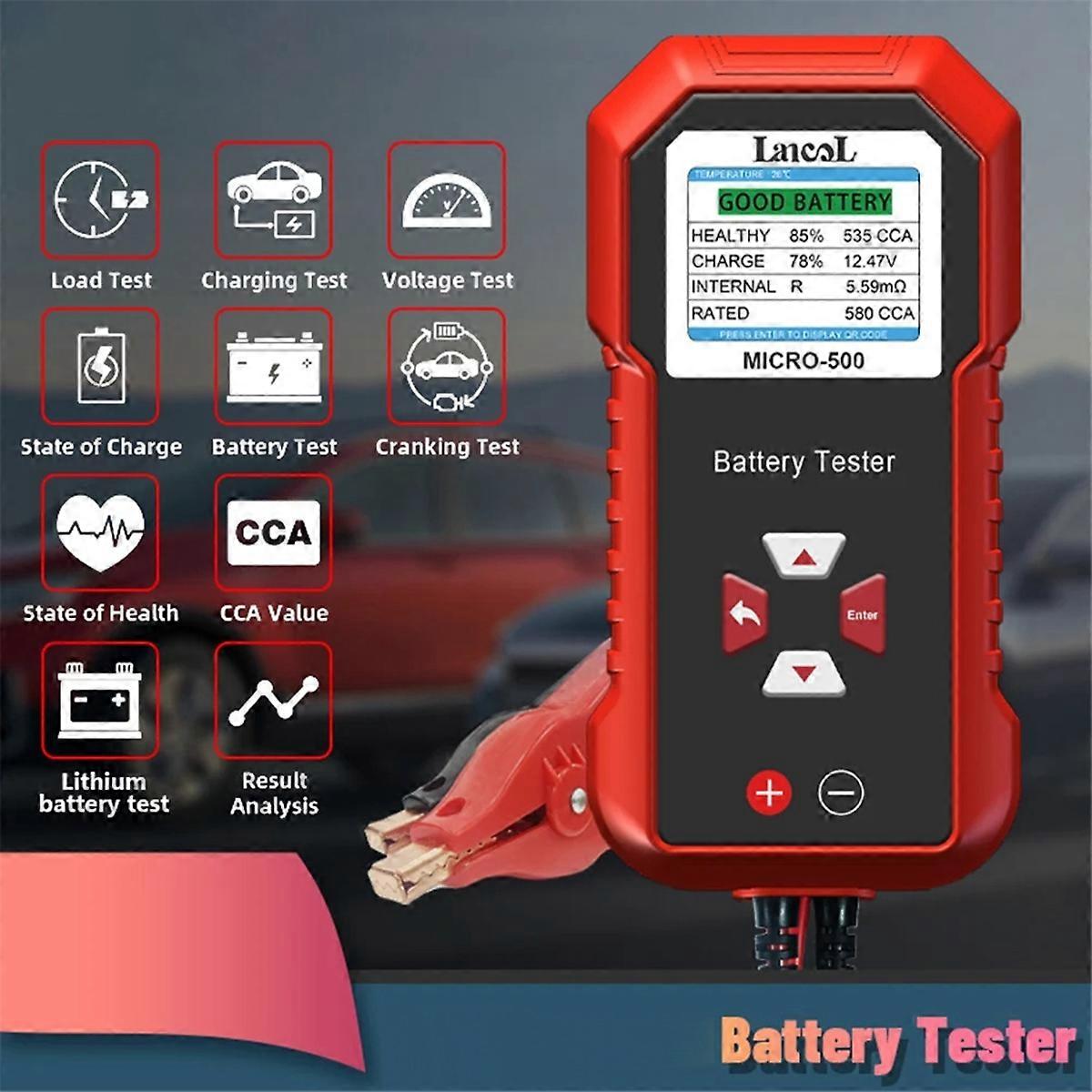 LANSL Micro-500 12V Car Battery Tester 40-3000 CCA Lithium Battery Test ...