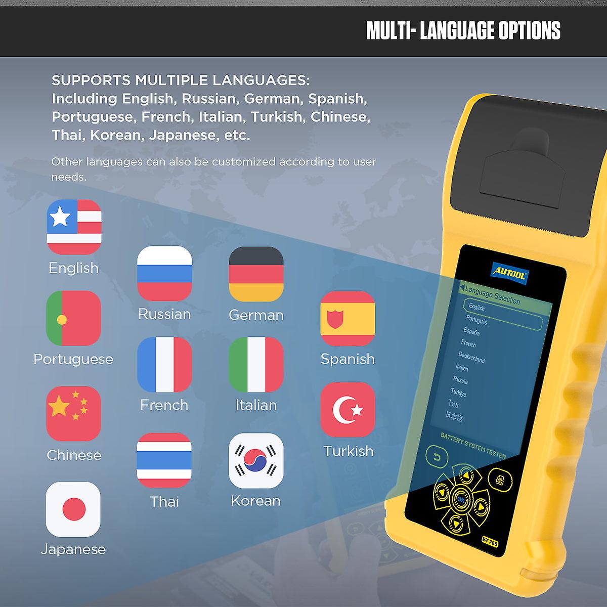 Autool bt760 car battery tester with printer 6- 32v digital color ...