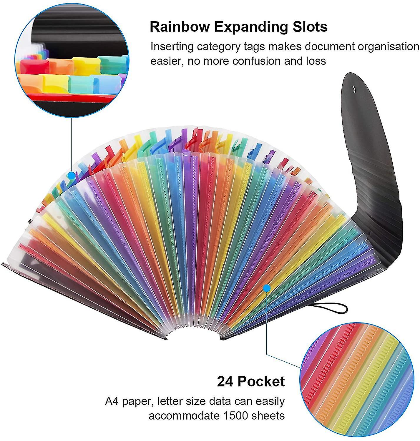 A4 Document File Folder, 24 Pockets Accordion Expandable File Folder ...