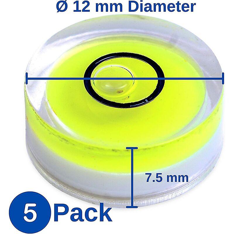 Spirit level, pack of 5, Ø 12 mm diameter, precision spirit level with ...