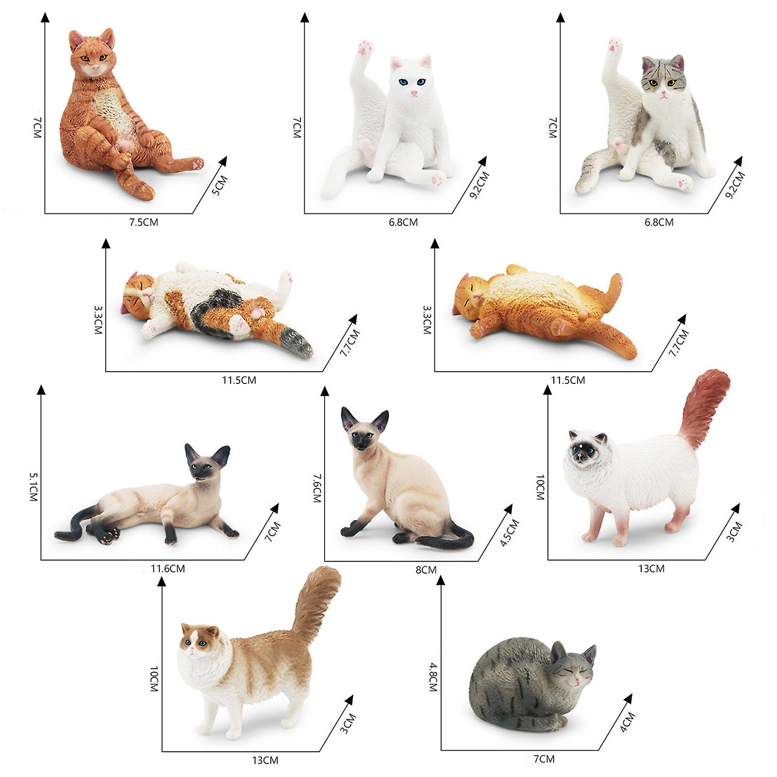 Simulation Cat Figurine PVC Solid Kitten Model Realistic Miniature Cute ...