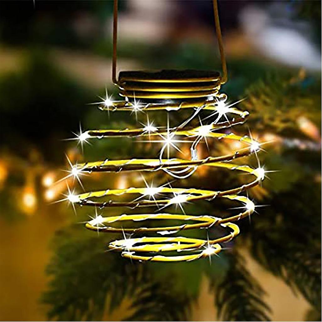 Solar Spiral LED Light Hanging Lantern Solar Spring-Shaped Garden Light ...
