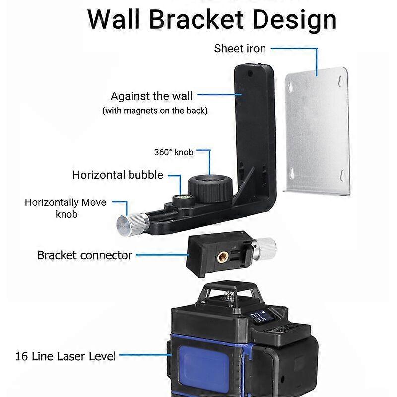4D Laser Level 16 Lines Green Light 360 Auto Cross Leveling Measuring ...